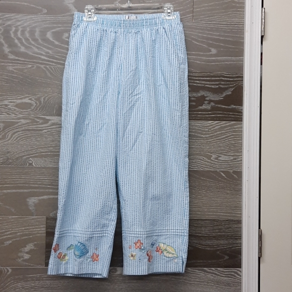 Koret | Pants & Jumpsuits | Koret Petites Seersucker Shell Ocean Blue ...